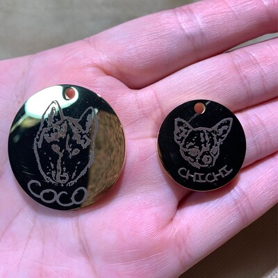 Dog Tag Dog Tags for Dogs Dog Portrait Name Tag Personalized Dog ...