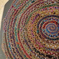 Cotton Multi-color Round Rugs Indian Handmade Cotton Round Purely Rugs ...