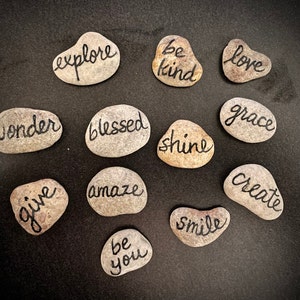 Inspirational Message Stones set of 6, Affirmation Meditation Rocks ...