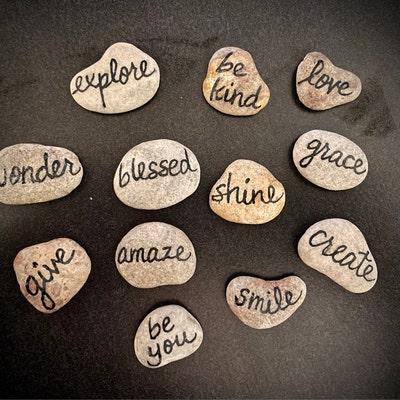 Inspirational Message Stones set of 6, Affirmation Meditation Rocks ...