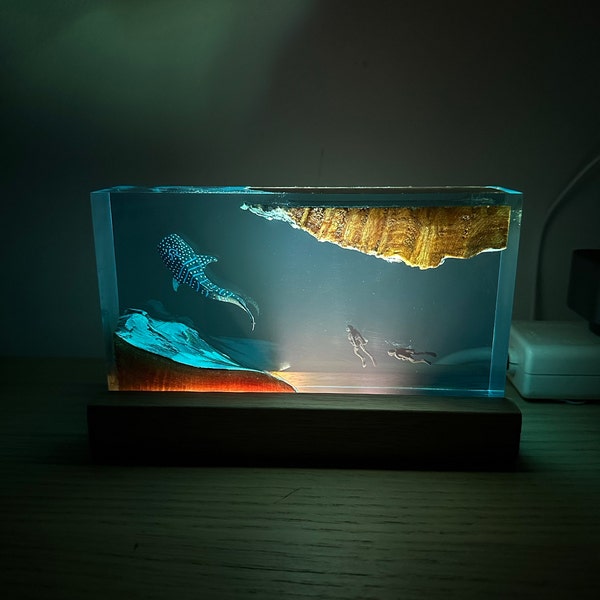 Whale Shark Cube Resin Lamp, Home Decor, Personalized Gifts, Halloween ...