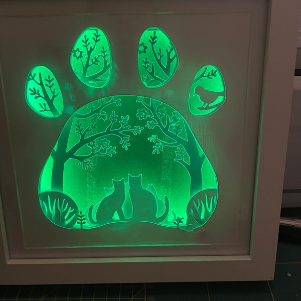 2,3,4 Cats Paw Shadow Box SVG, 3d Papercut SVG, Layered Paper Art ...
