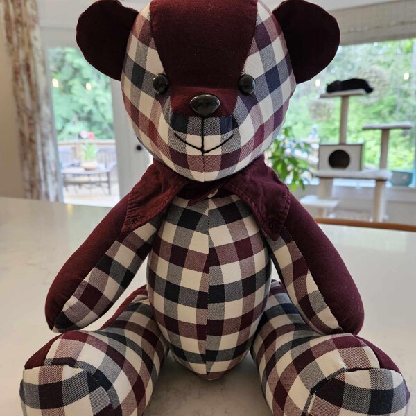 Keepsake Memory Bear-jointed, Upcycled From Your Own Fabric, Sweaters ...