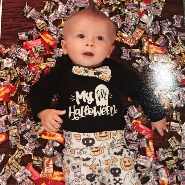 Baby Boy First Halloween Outfit Personalized, My 1st Halloween, Name, Halloween Leggings and ...