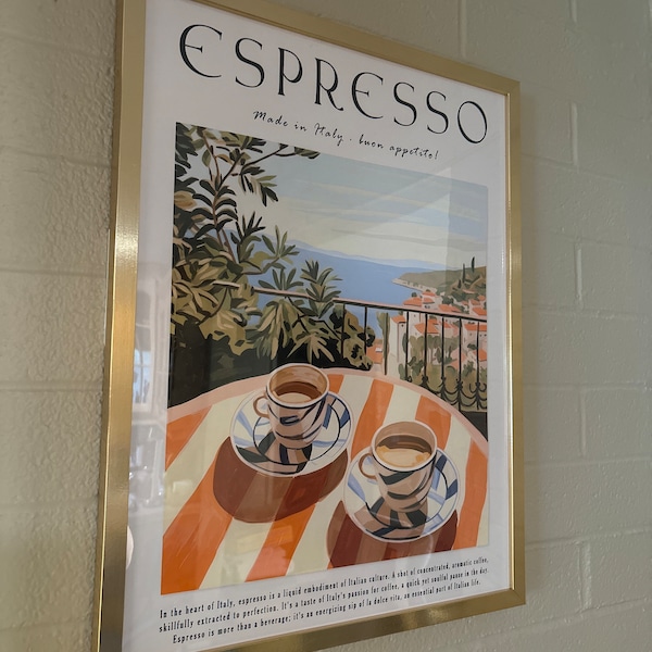 Coffee Poster, Italian Espresso Print, Kitchen Decor, Retro Coffee Art ...