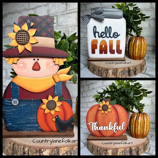 Hello Fall Shelf Sitters SVG File | Laser Cut File | Glowforge ...