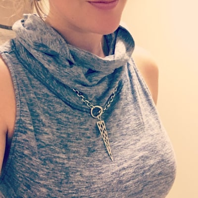 Antique Silver Chain Lariat Necklace, Bold Chain Sharp Necklace, Womens ...