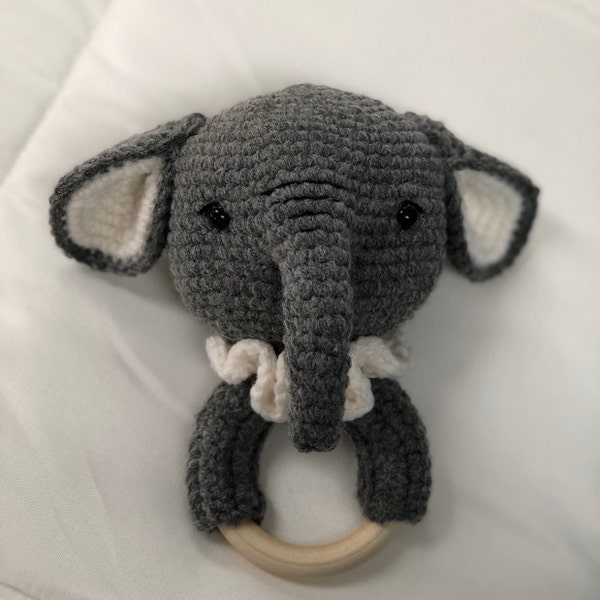 Crochet Elephant Pattern PDF Rattle Elephant Organic Baby Toys Teether ...