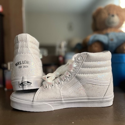 Custom Wedding Script Calligraphy LEATHER VANS / Canvas Wedding VANS ...