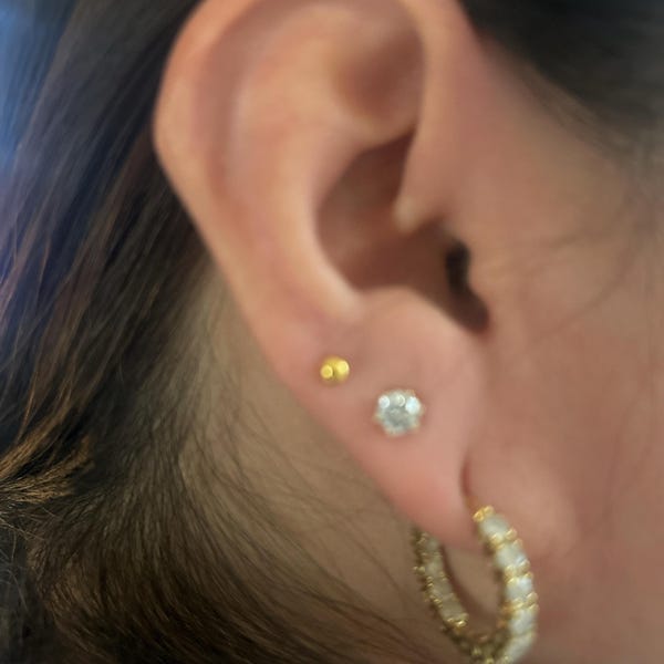 24k Gold Ball Studs - 3mm 4mm 5mm 6mm - Pick Your Size - Solid Gold ...