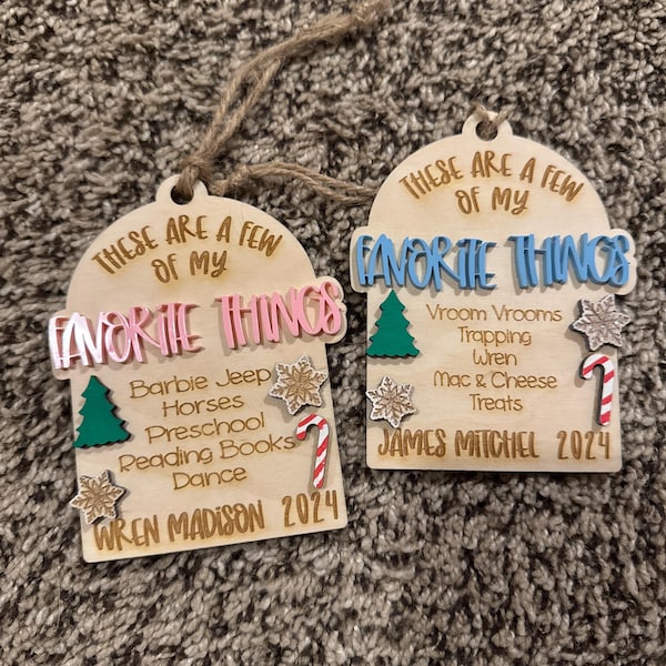 Custom Kid's Christmas Ornament, My Favorite Things, Gift for Child ...