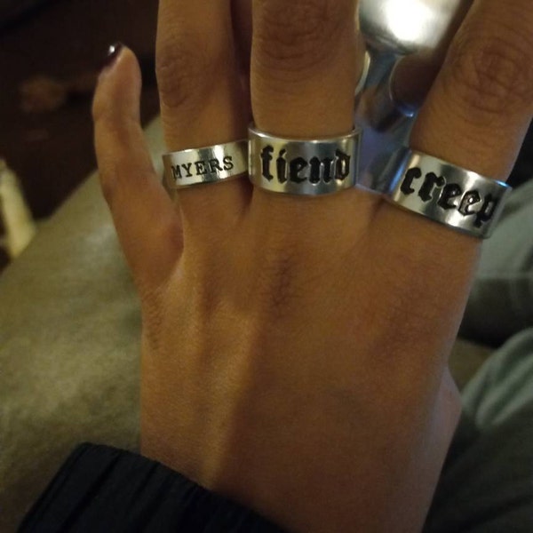 Creep Ring, Horror, Gothic, Halloween, Goth Jewelry, Aluminum Cuff Ring ...