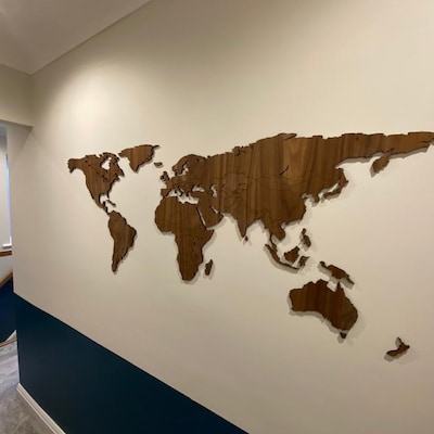Wooden World Map Oak / Walnut / Bamboo World Map Canvas Push Pin Wood ...