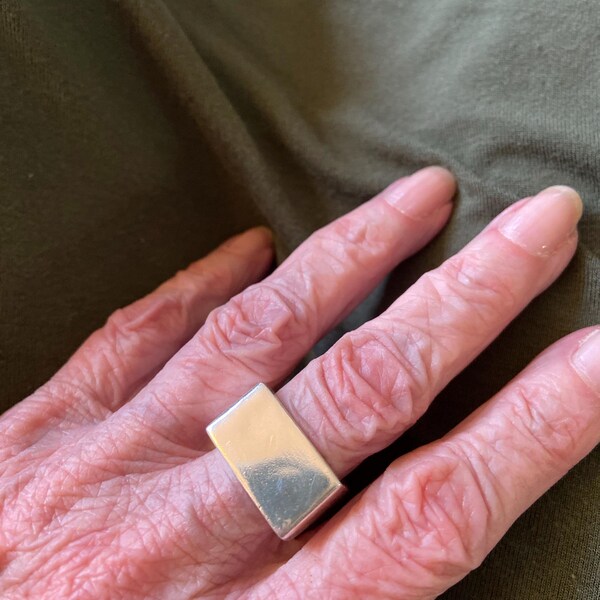 Square Ring, Square Band Ring, Square Silver Ring, Set of 3 Ring, Geometric Ring, Mix Metal Ring ...