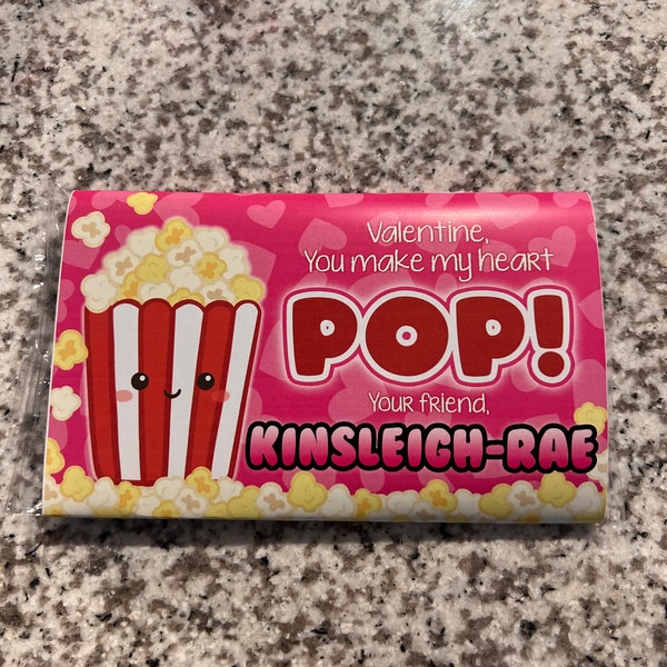 Popcorn Valentine Printable Wrapper, Valentines Day Popcorn Favor, You ...