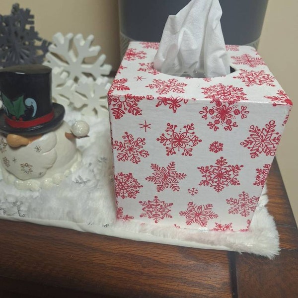 Christmas Red Plaid Snowflake Tissue Box Cover - Etsy