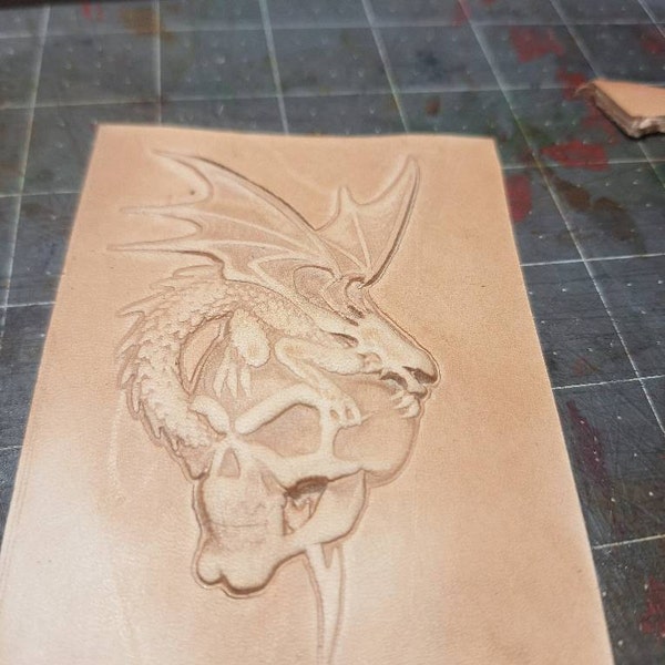 3D Snake Wrapping Human Skull Leather Embossing Mold Brass Tool for ...