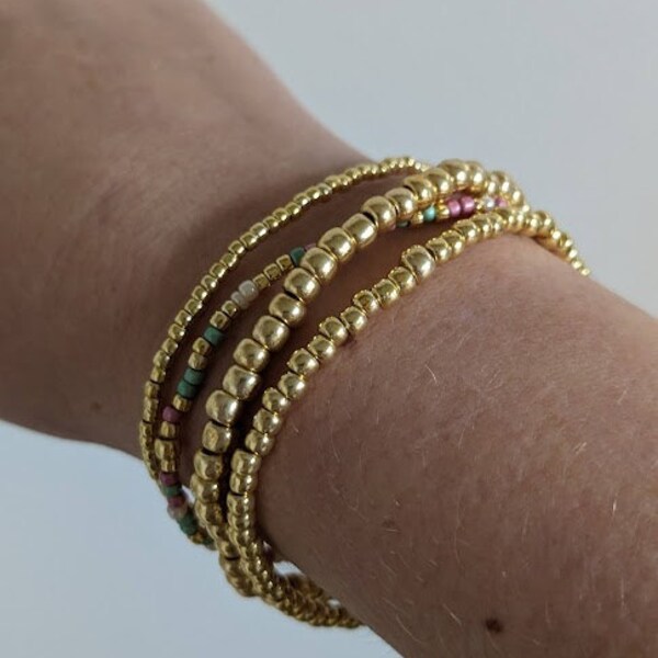 Stretch Bracelet Set, Seed Bead Bracelets, Minimalist Beaded Bracelets ...
