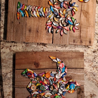 Turtle Beer Cap Art, Colorful Unique Wall Art. Gorgeous Wall Beer ...