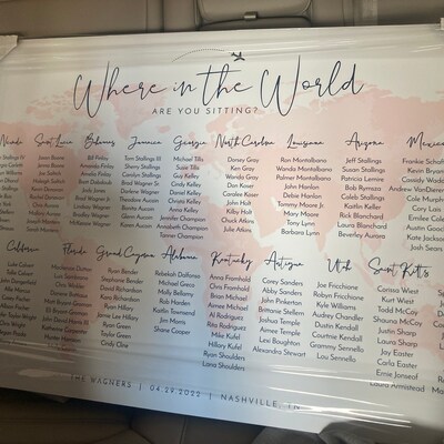 Watercolor Map Destination Seating Chart Template, World Seating Chart ...