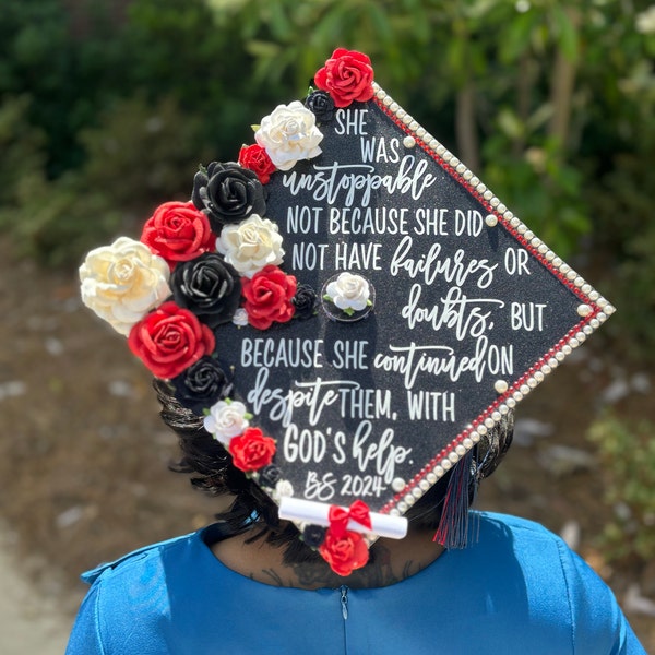 Graduation Cap Topper She Was Unstoppable Despite - Etsy
