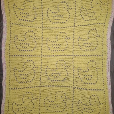 Cottage Block Square Filet Crochet Square Afghan Block Square Motif ...