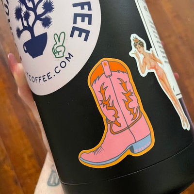 Pink Cowboy Boot Sticker Cute Sticker, Laptop Sticker, Waterproof ...