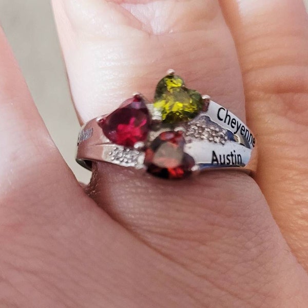 Personalized Engraved Sweet 16 Ring Birthstone Name - Custom Stone ...
