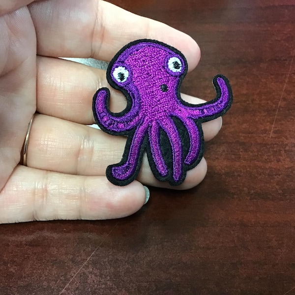 Purple Octopus Iron-on Patch, Octopus Badge, Marine Animal Patch ...