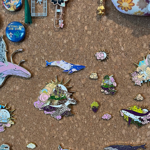 Gold Ocean of Sky Floating Islands Hard Enamel Mini Pin Set - Day ...