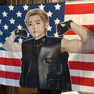 Enhypen Heeseung Finger Heart Flag Banner, Heeseung American Tapestry ...