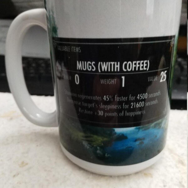 Skyrim Coffee Mug, Skyrim Elder Scrolls Inspired Mug, Coffee Stats ...
