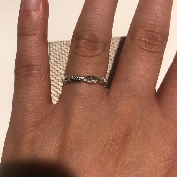 14K Diamond Twisted Wedding Band / Diamond Ring / Twisted Band ...