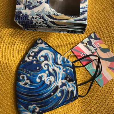 Cotton Face Mask Japanese Crane Dark Grey Print Cotton Print Reusable 3 ...