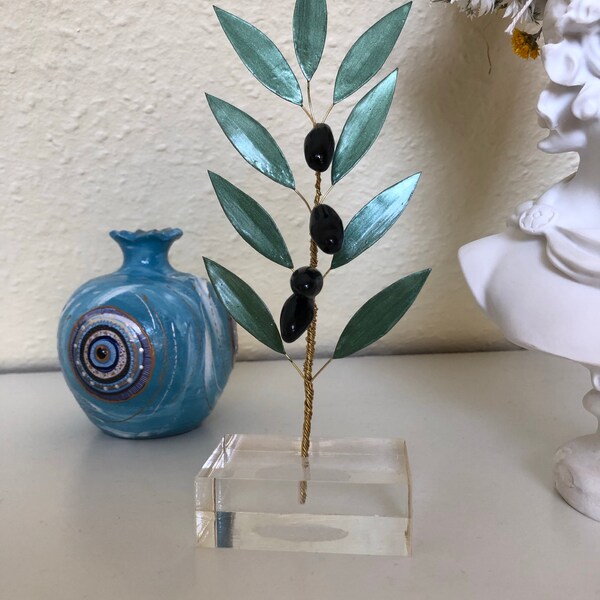 Golden Olive Tree in Wooden Frame, Home Decor, Decoration Gift, Art ...