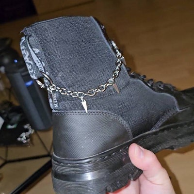 BARBED WIRE LEATHER Boot Strap, Holographic Vegan Leather Boot Chain ...