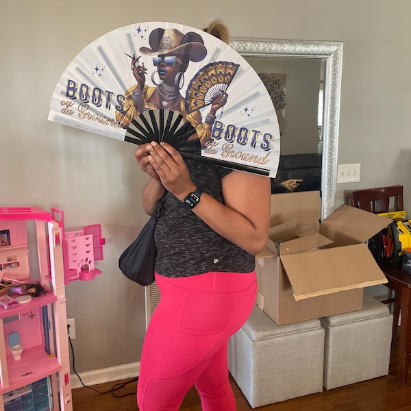 Boots on the Ground Folding Hand Fan, Large Clack Fan for Line Dancing ...
