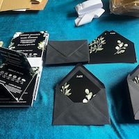 Black and White Gatefold Wedding Invitation Folding Invite With ...