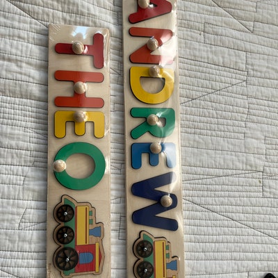 Personalized Name Puzzle With Pegs Montessori Toys Baby - Etsy
