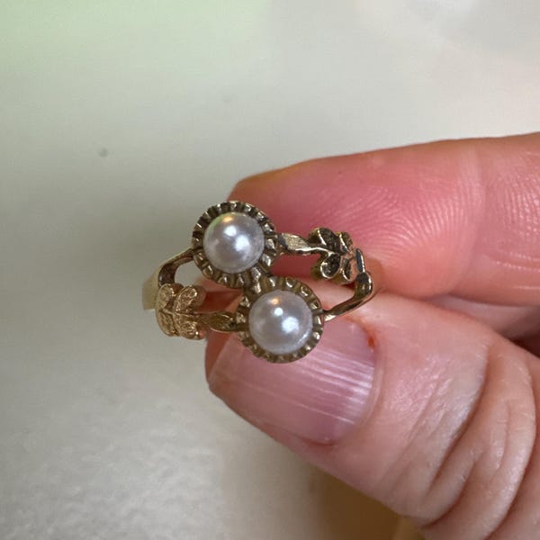 Pearl Ring, Dainty Pearl Ring, Gold Pearl Ring, Stacking Ring, Simple Ring, June Birthstone ...