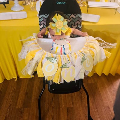 Pool Party First Birthday High Chair Banner, Girl Fabric Highchair ...