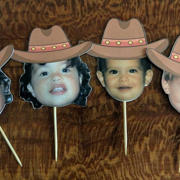 COWBOY Hat Face Cupcake Toppers,cupcake Toppers , Cowboy Hat, Cupcake ...