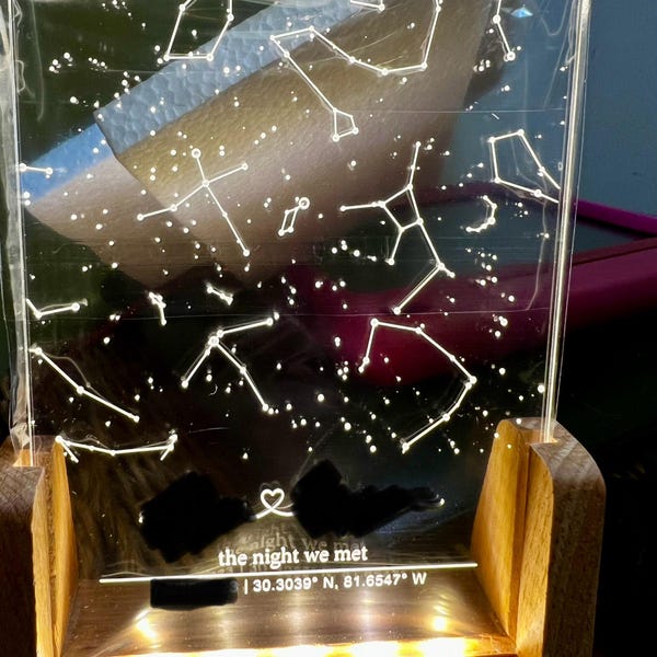 Personalized Constellation Chart Lamp - Gift Star Map on Night Light ...