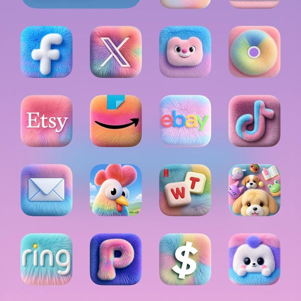 147 Candy Pastel Fuzzy App Icons | Cute Ios Icon Pack | Aesthetic App ...