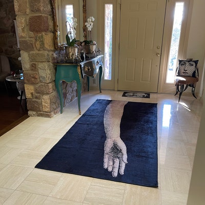 Gold Fur Carpet, Beige With Gold Feather Rug, Leather Sole Rug, Faux ...