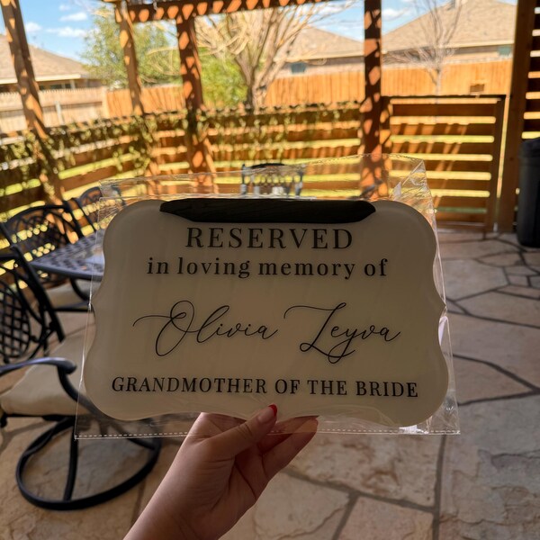 Reserved in Loving Memory Wedding Sign, Reserved Seat Sign, This Seat ...