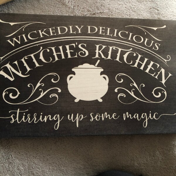 Halloween Wickedly Delicious Witches Kitchen Sign Plaque Distressed ...