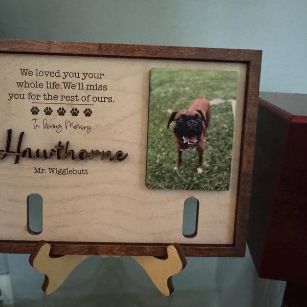Personalized Dog Memorial Wood Frame With Collar Holder, Memorial Pet ...