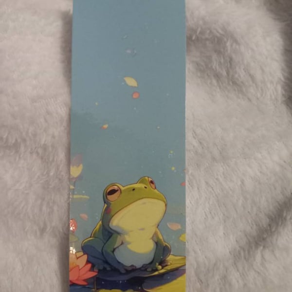 Cute Frog Bookmark, Frog in a Pond Bookmark, Green Bookmarks, Frog ...