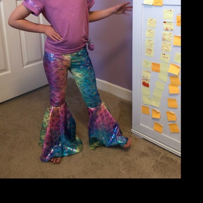 15 Colors Kids Mermaid Bell Bottoms Mermaid Pants Leggings Gymnastics ...